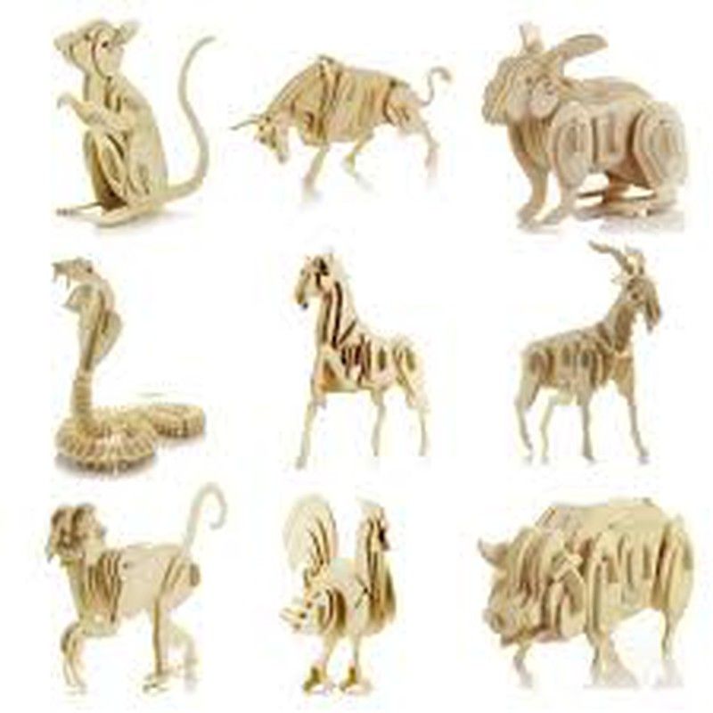 Animaux en bois 6 mod. Assortiment Exp 6 — Dondino