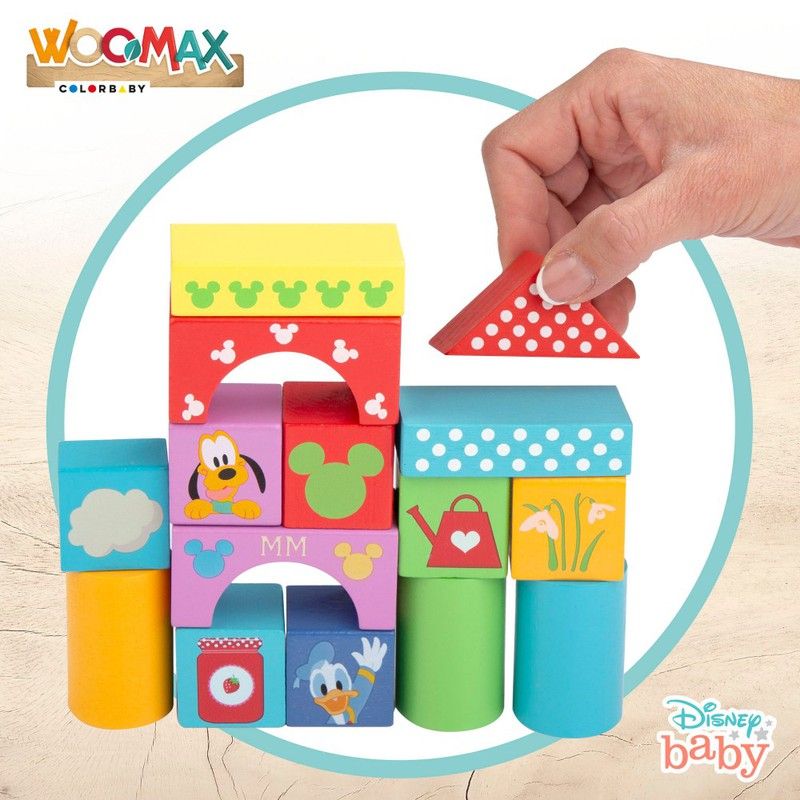 Wooden blocks for babies Boat 40 pieces WOOMAX Disney — Dondino