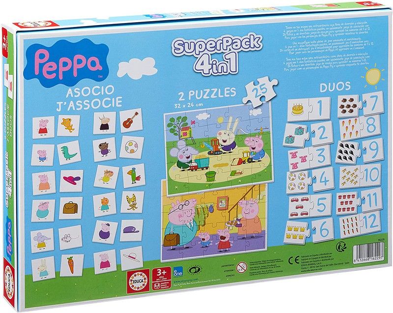 Educa - Superpack Peppa Pig Pack de Domino, Identic y 2 Puzzles, Juego de Mesa, Multicolor ...